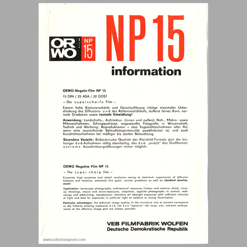 Catalogues, pubs → ---- Fabricants → Orwo | Collection G. Even